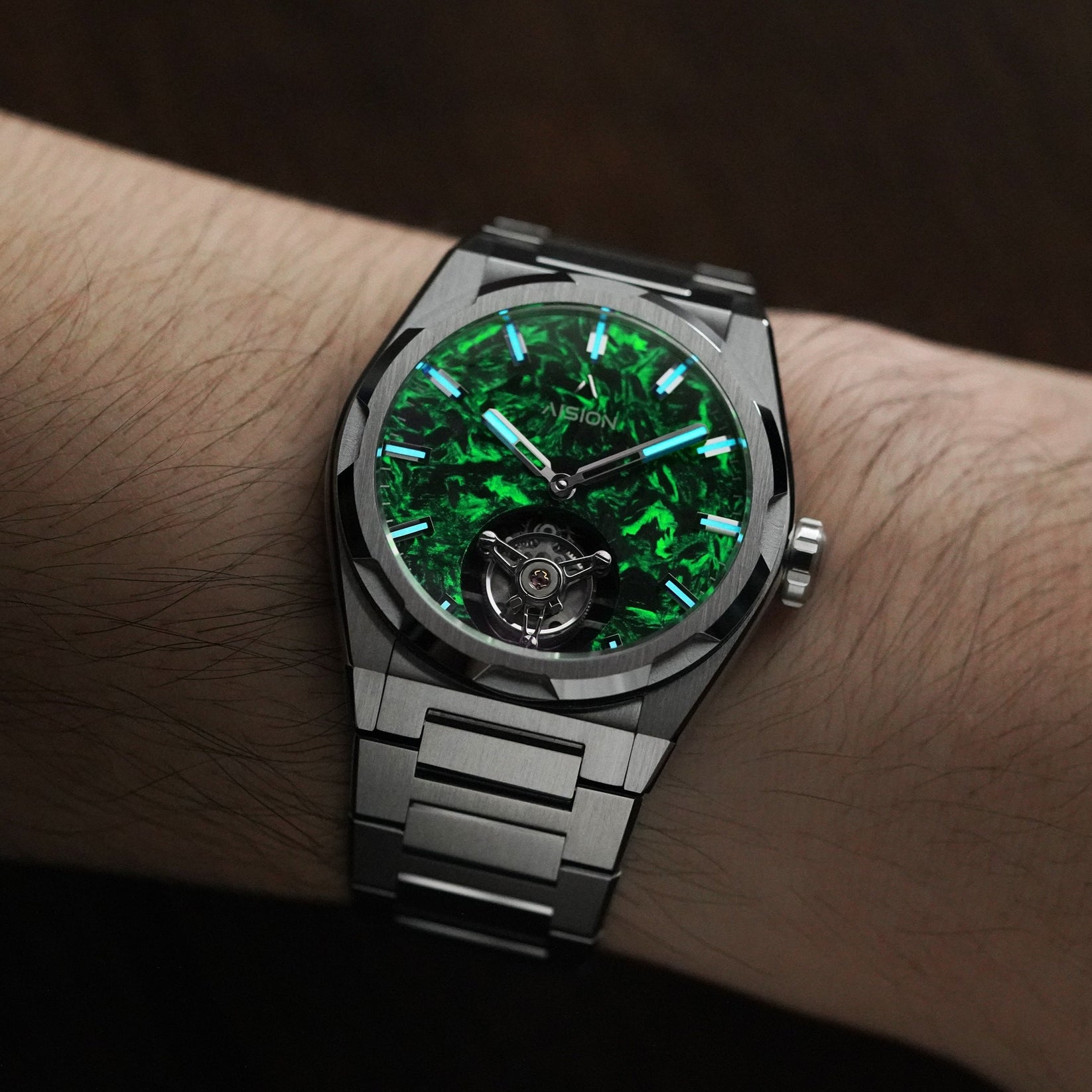 AISION Tourbillon - Lumed Forged Carbon Fiber Dial - Green – HOUREALM